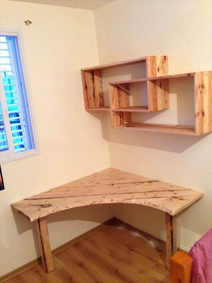 DIY Pallet Desk With Art Style Shelves Easy Pallet Ideas DIY Pallet Desk With Art Style Shelves Easy Pallet Ideas