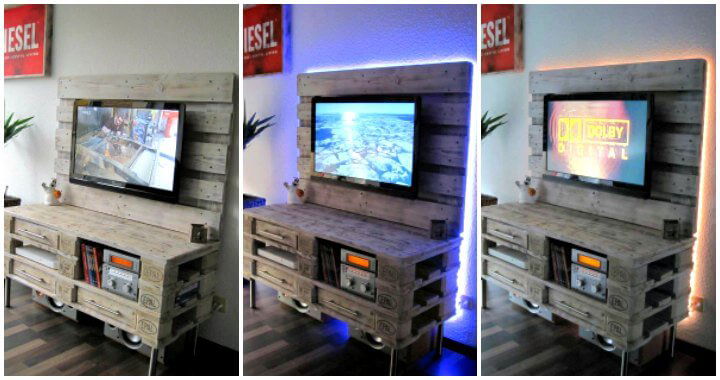 Pallet Media Console - DIY TV Stand - Easy Pallet Ideas